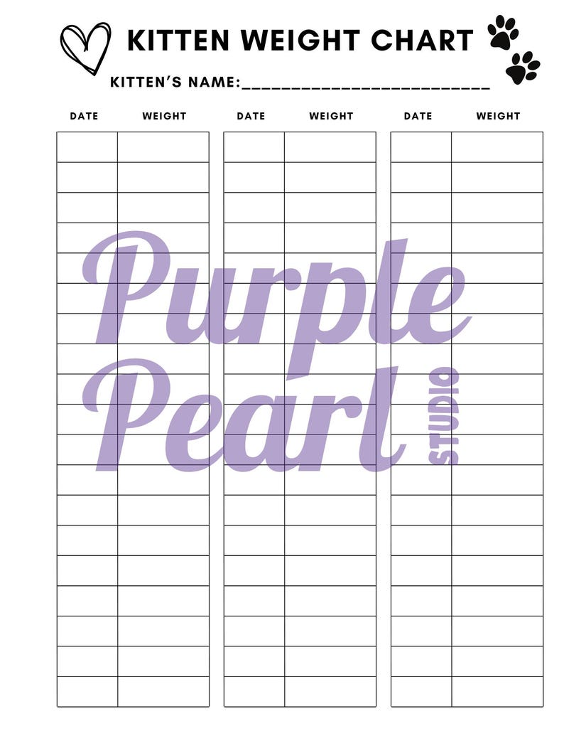 Kitten Care Tracking Sheets - Great for Fostering Kittens or Caring for ...