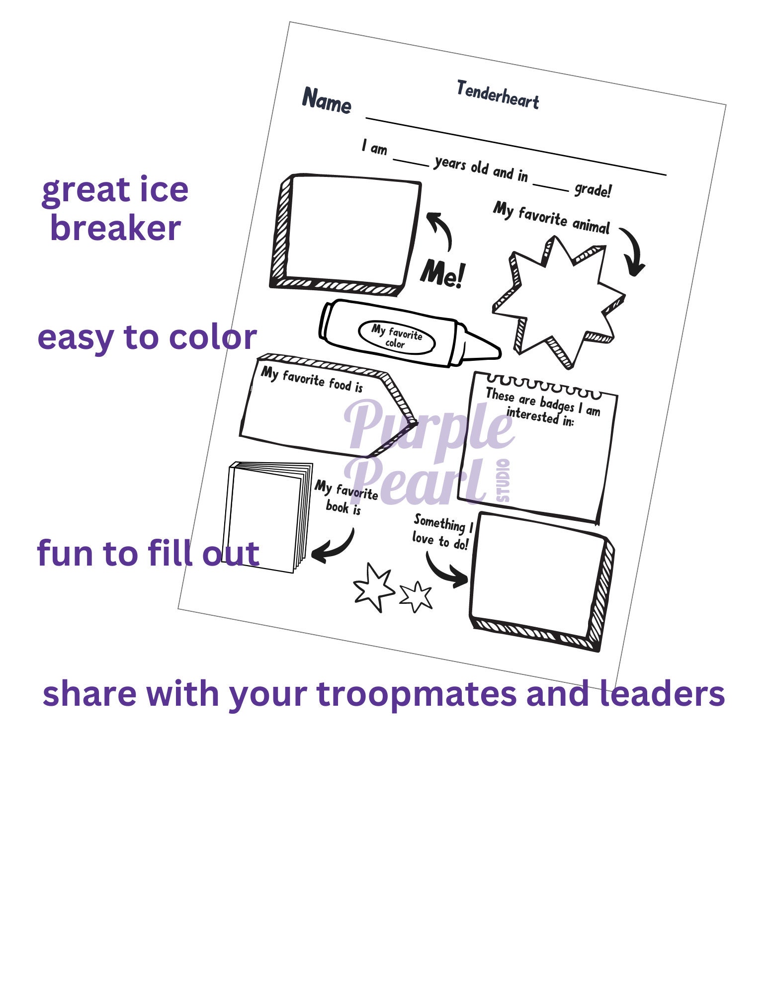 Printable About Me Pages for American Heritage Girls Members ...