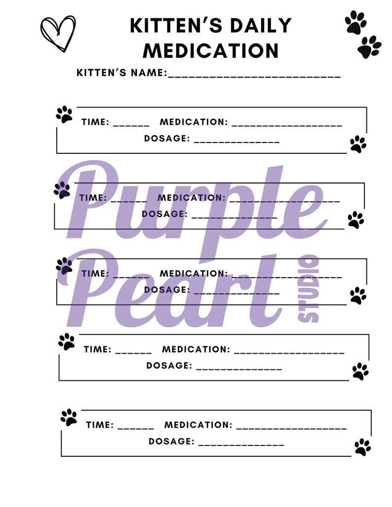 Kitten Care Tracking Sheets - Great for Fostering Kittens or Caring for ...
