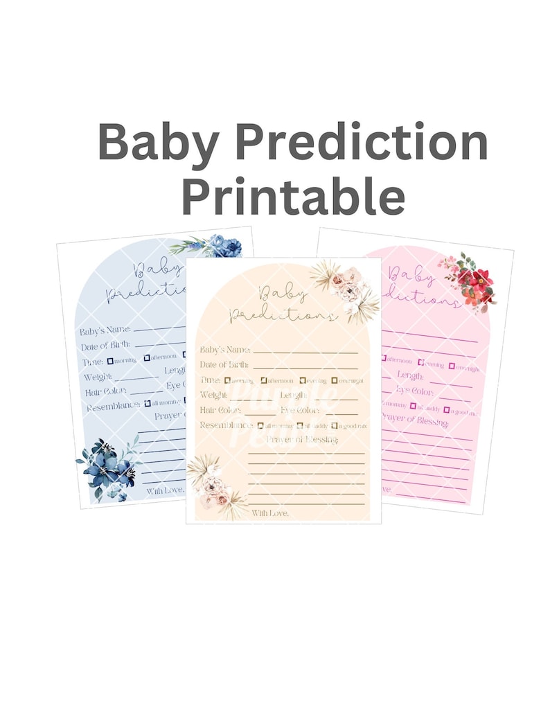Baby Prediction Printable for Baby Shower Game With Prayer of Blessing ...