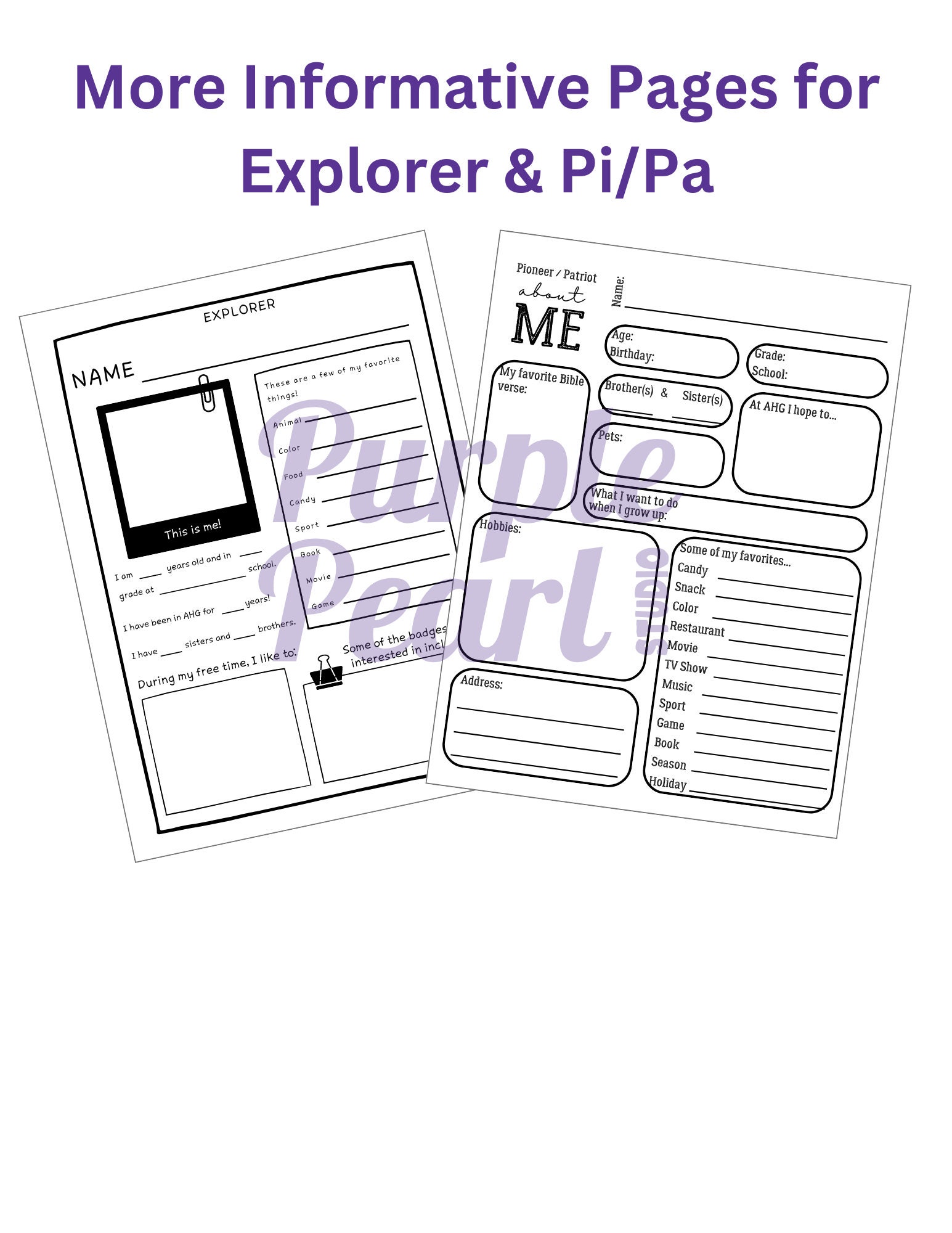 Printable About Me Pages for American Heritage Girls Members ...