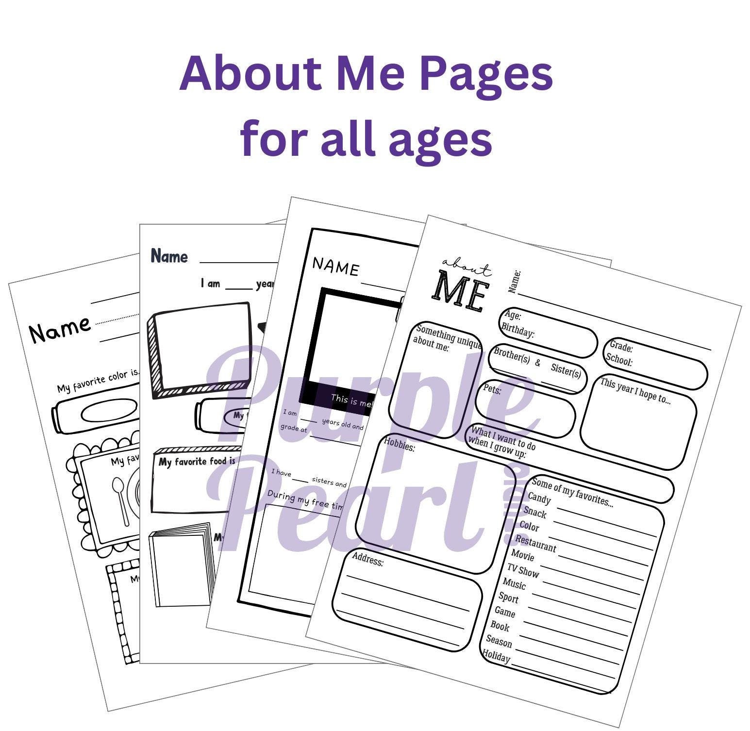 About Me Printables Print Pages for All Ages Great for Boys or Girls ...