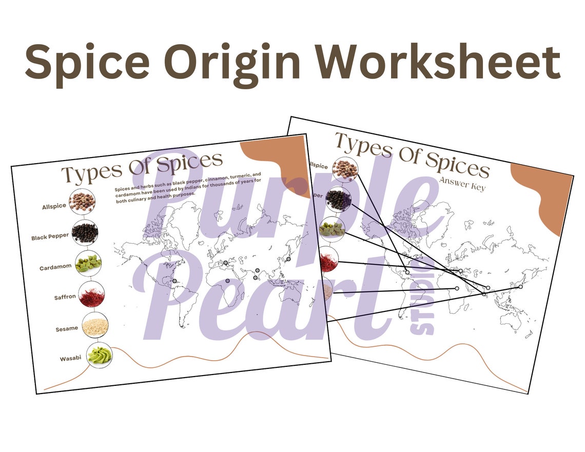 Spice Origin Printable Worksheet - Social Studies, Geography, Culinary ...
