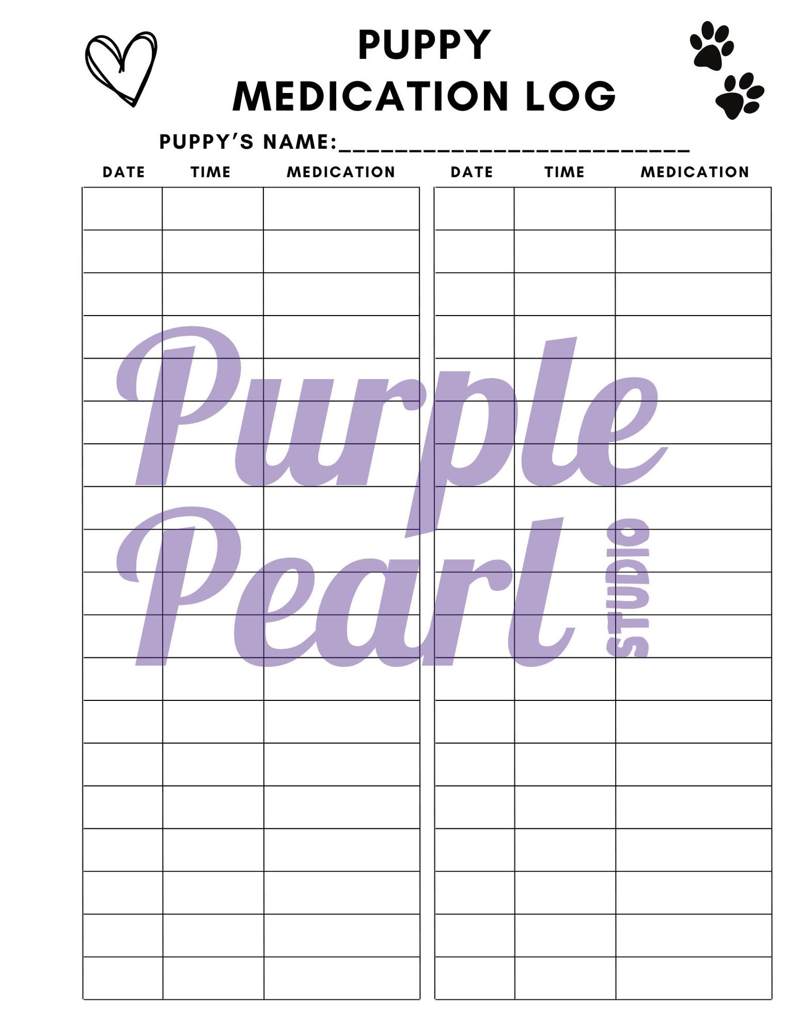 Printable Puppy Tracking Log Sheets - for All of Your Puppy's Health ...