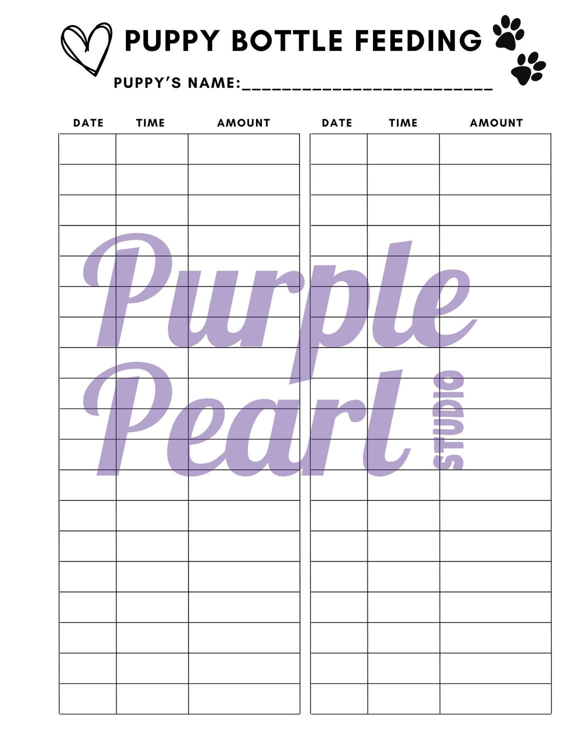 Printable Puppy Tracking Log Sheets - for All of Your Puppy's Health ...