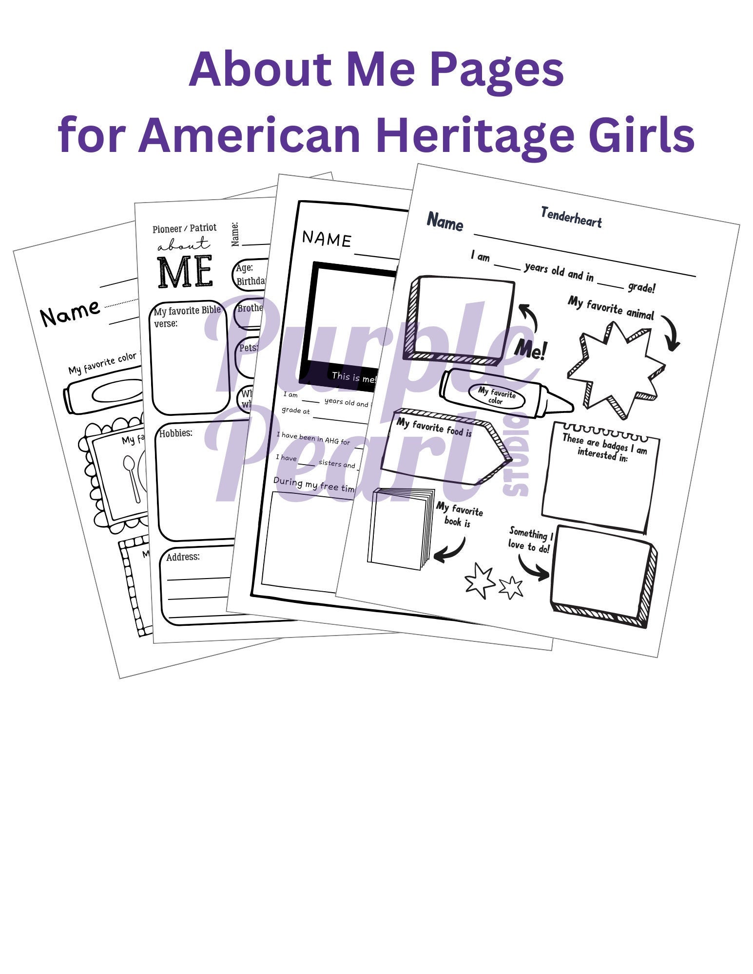 Printable About Me Pages for American Heritage Girls Members ...