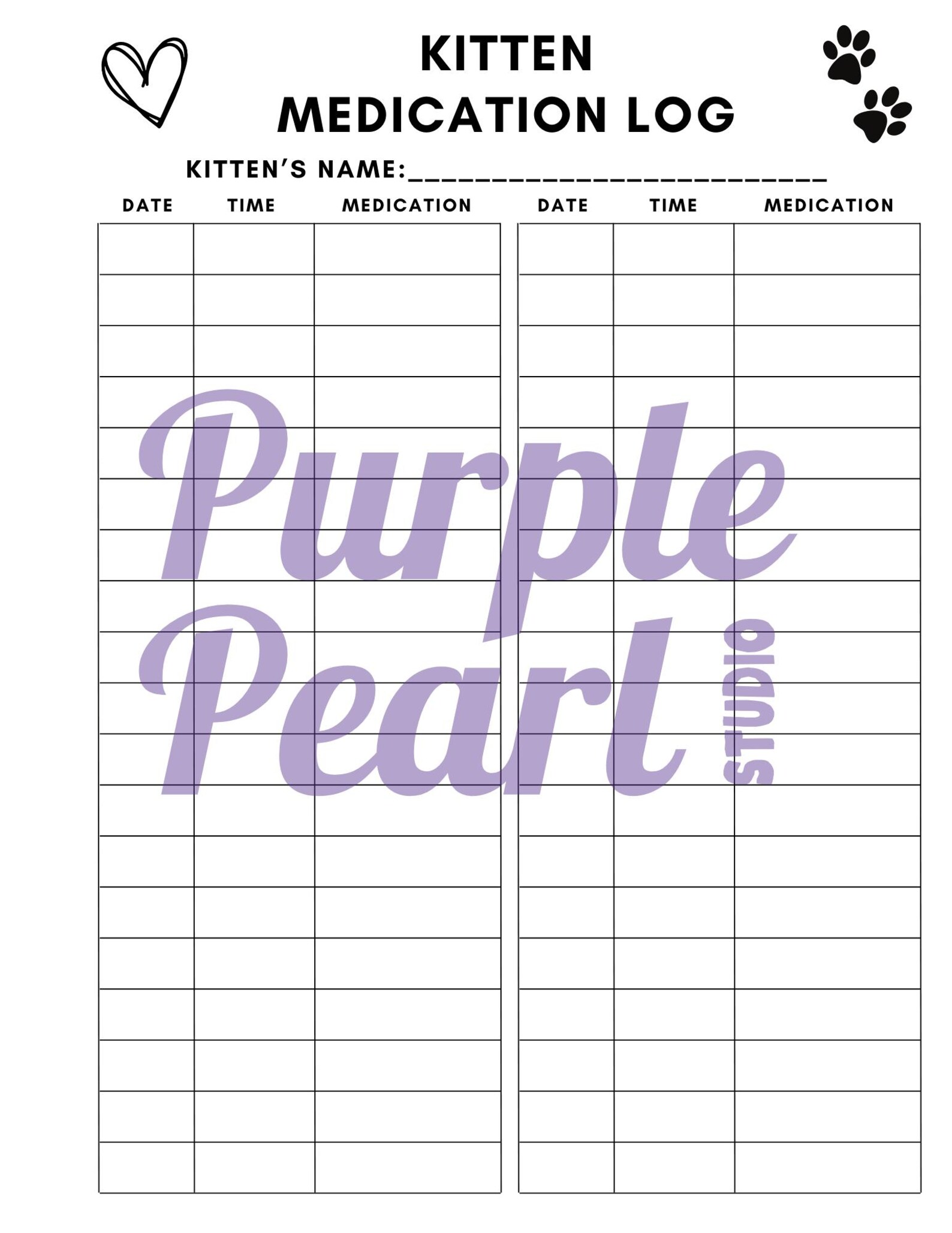 Kitten Care Tracking Sheets - Great for Fostering Kittens or Caring for ...