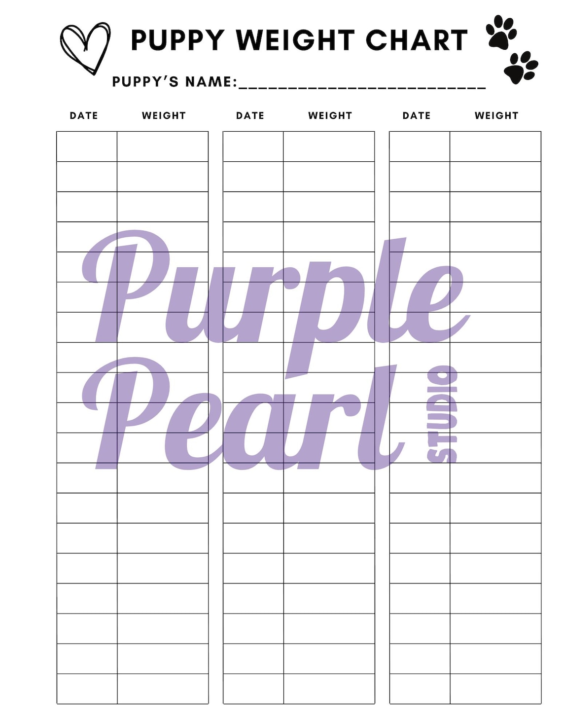 Printable Puppy Tracking Log Sheets - for All of Your Puppy's Health ...