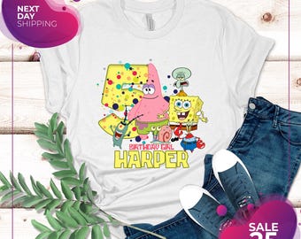 Sponge Theme Birthday Family Shirts, Custom Family T-shirt-personalized ...