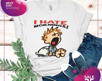 Oversized Vintage I Hate Mornings Tshirt, Retro Cartoon Tshirt, Baggy ...