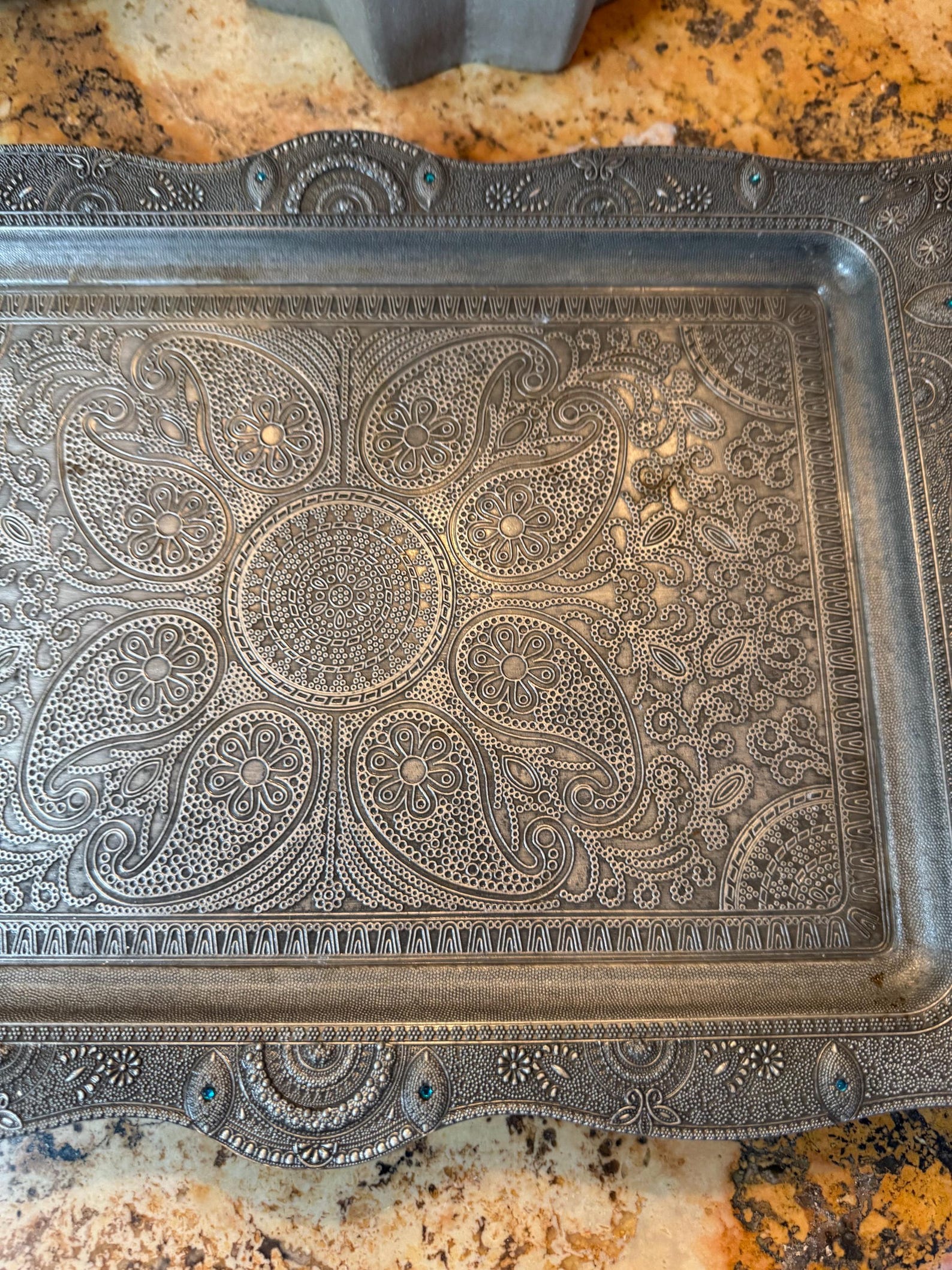 Vintage Ornate Indian Silver Tray - Etsy