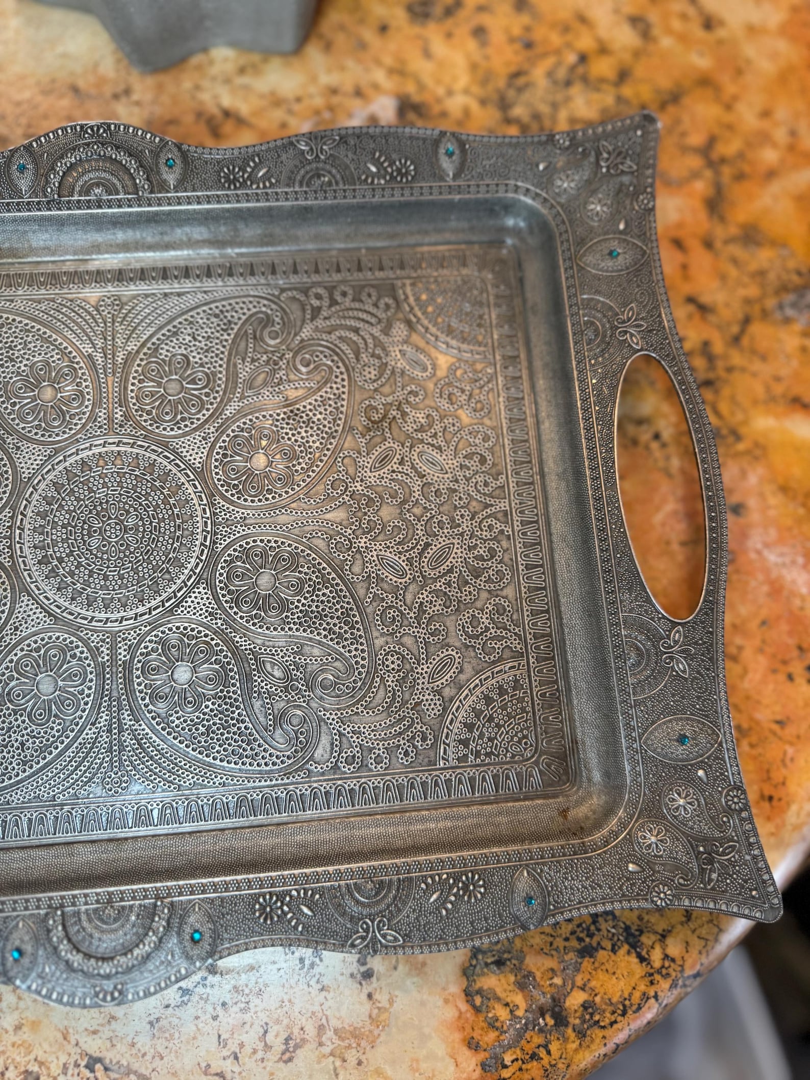 Vintage Ornate Indian Silver Tray - Etsy