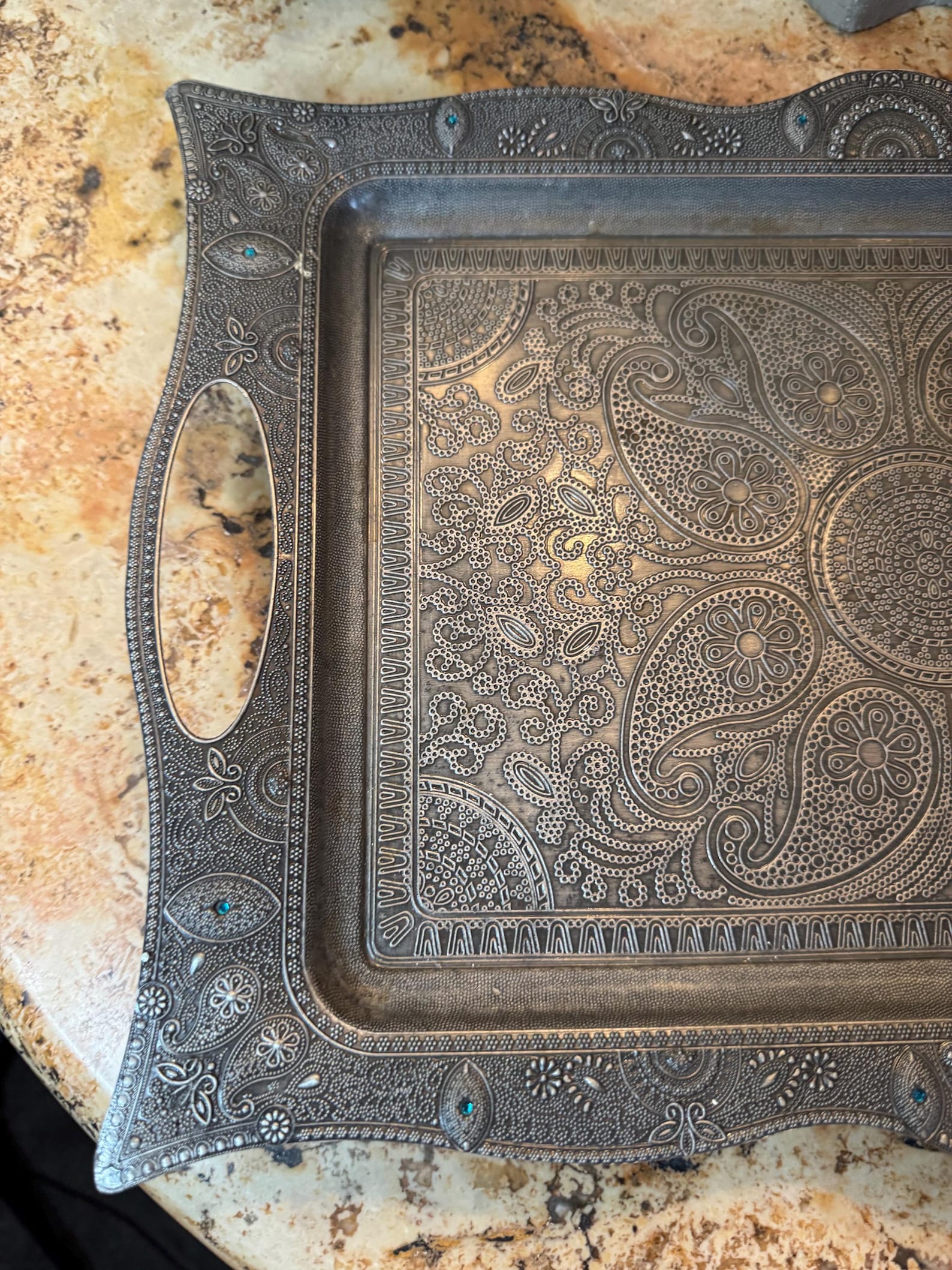 Vintage Ornate Indian Silver Tray - Etsy