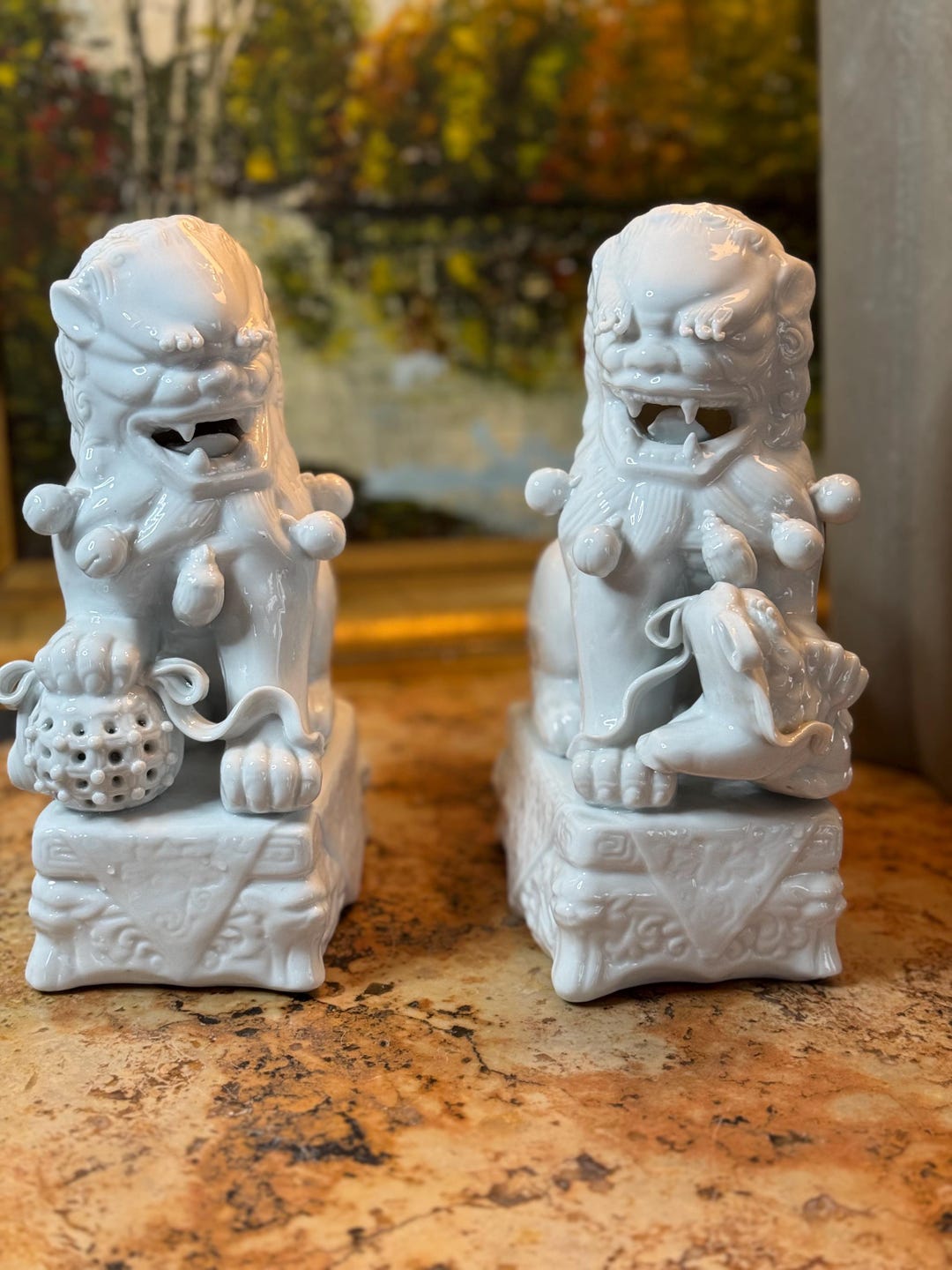 Vintage Blanc Foo Dogs 8” Guardian Dogs (set of Two) - Etsy