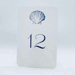 Blue and White Table Numbers, Beach Wedding Table Numbers With Scallop ...