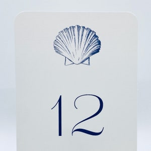 Blue and White Table Numbers, Beach Wedding Table Numbers With Scallop ...