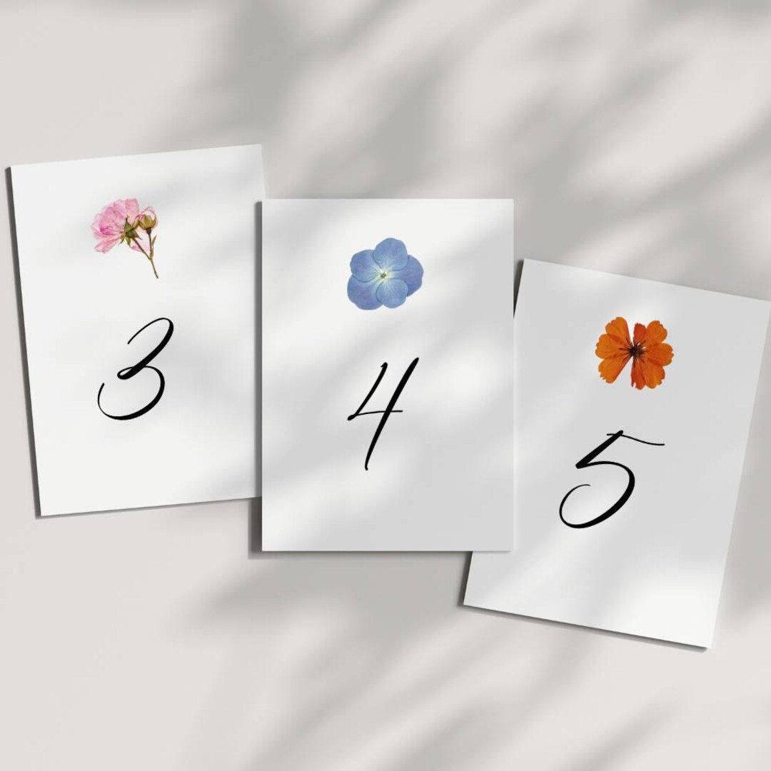 Boho Floral Table Number Digital Template, 1 Thru 20 - Etsy