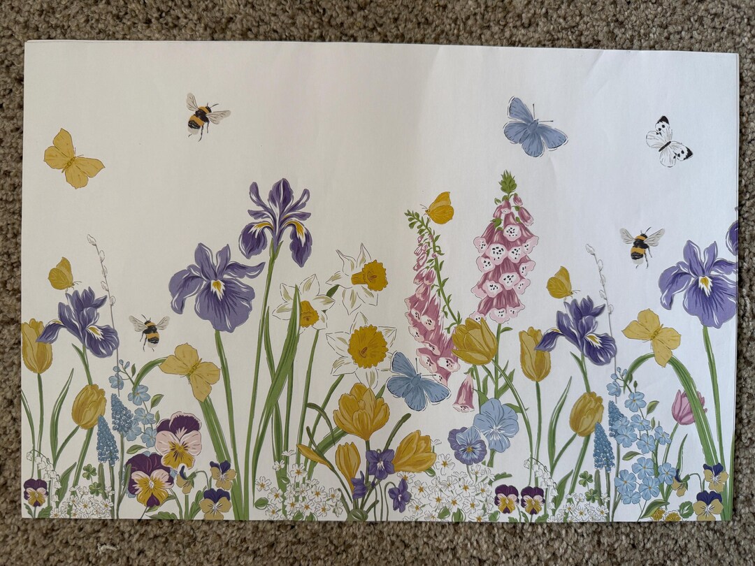 Wildflower Paper With Bee's & Butterflies - 11" X 17" - Etsy