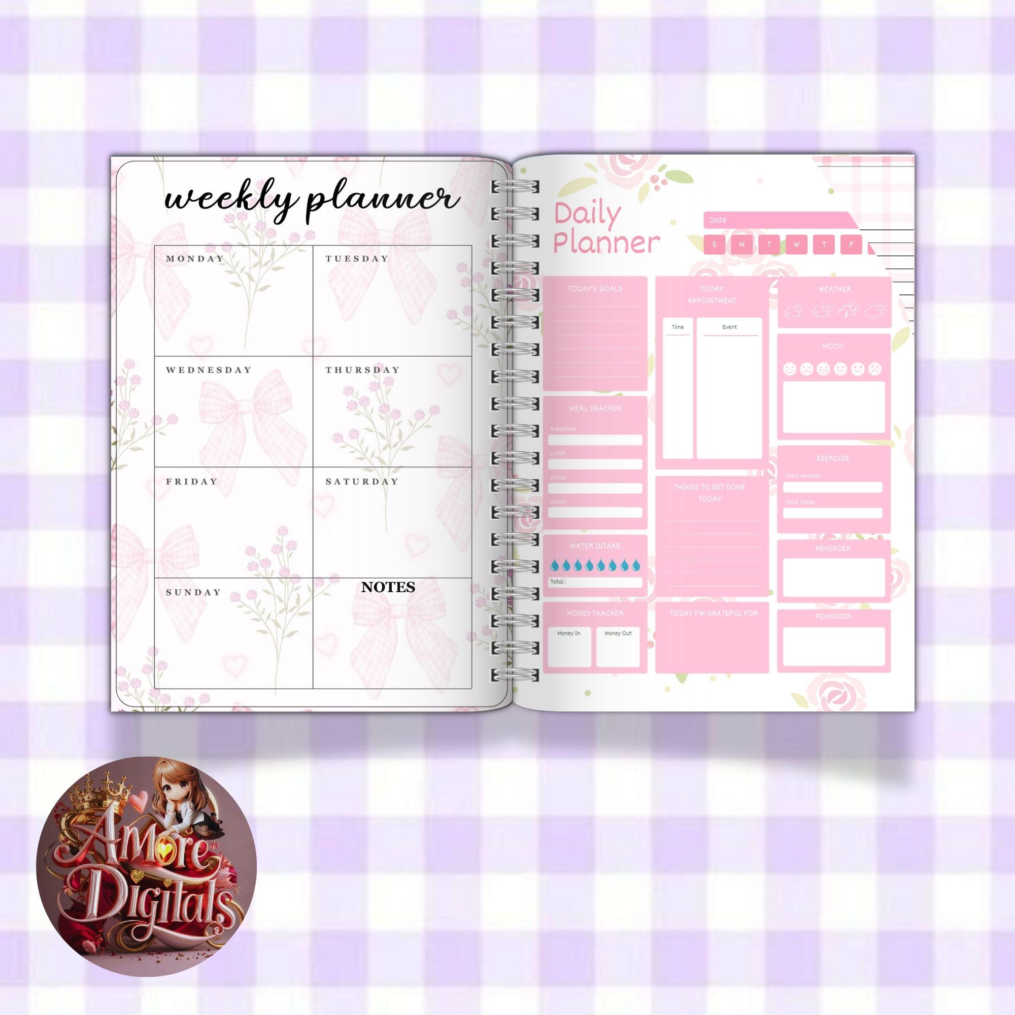 Undated Coquette Planners Editable and Printable Templates - Etsy