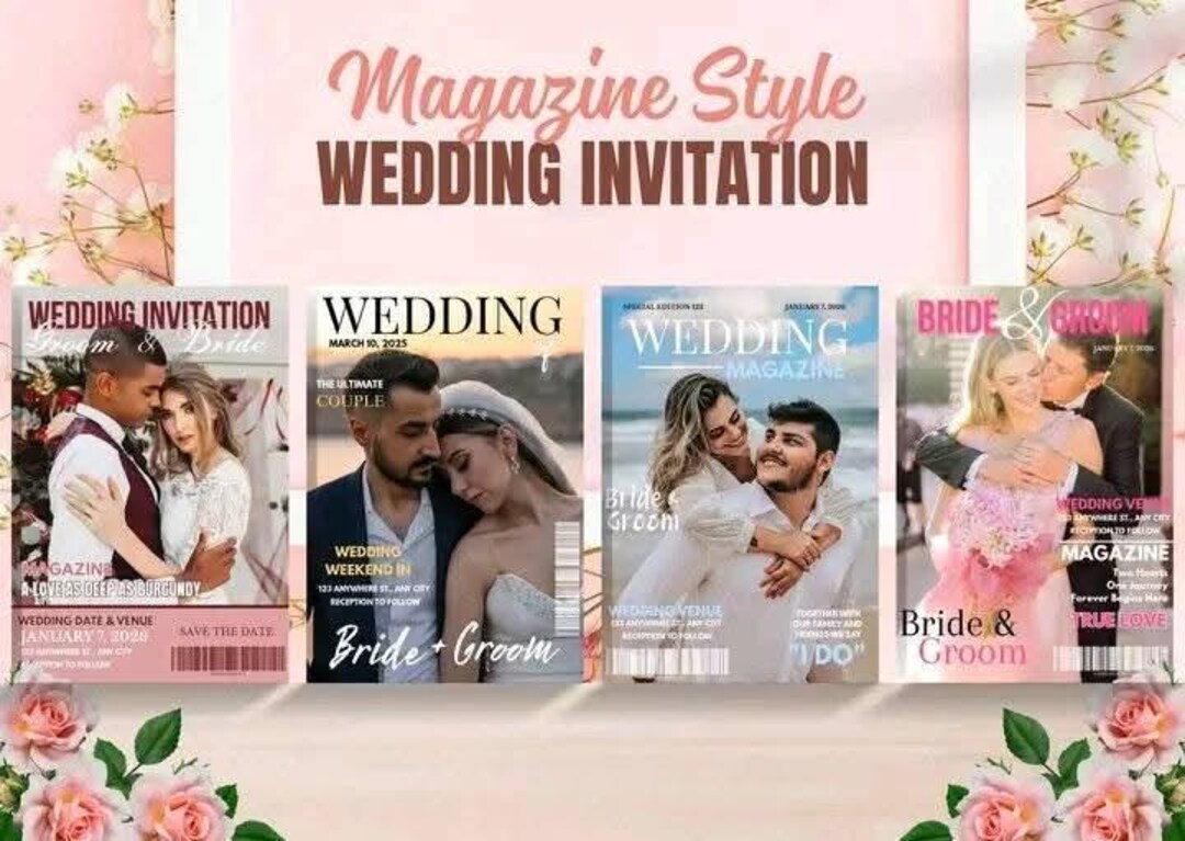 Magazine-style Wedding Invitation Template - Etsy