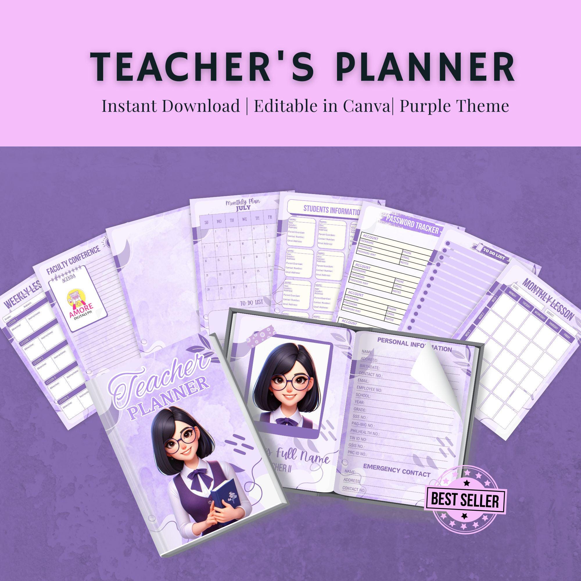 Teacher's Planner Mega Bundle 9-in-1, Canva Editable With MRR - Etsy
