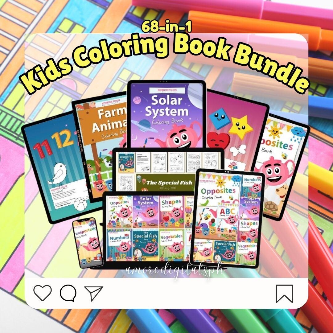 68-in-1 Coloring Books Bundle for Kids - Etsy