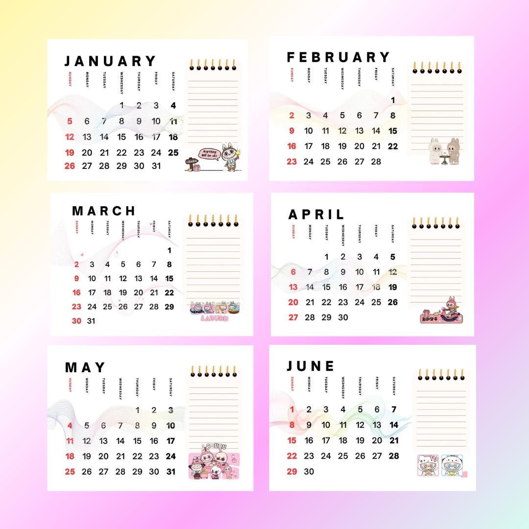 Labubu 2025 Calendar Template Ready-to-print Pdf File - Etsy
