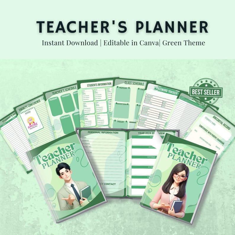 Teacher's Planner Mega Bundle 9-in-1, Canva Editable With MRR - Etsy