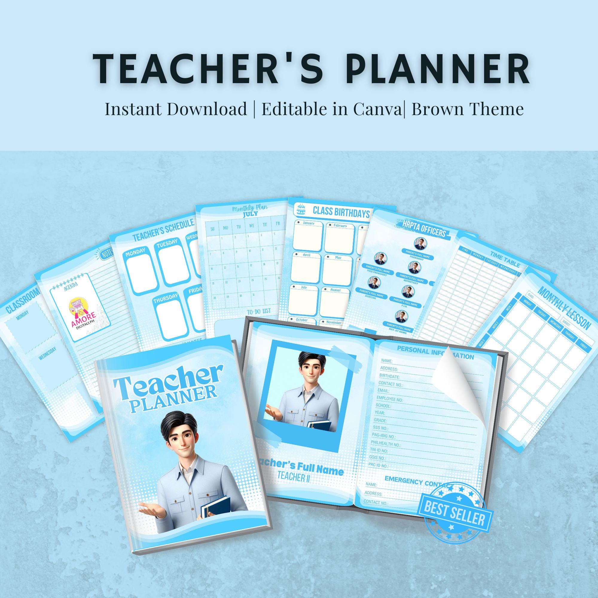 Teacher's Planner Mega Bundle 9-in-1, Canva Editable With MRR - Etsy