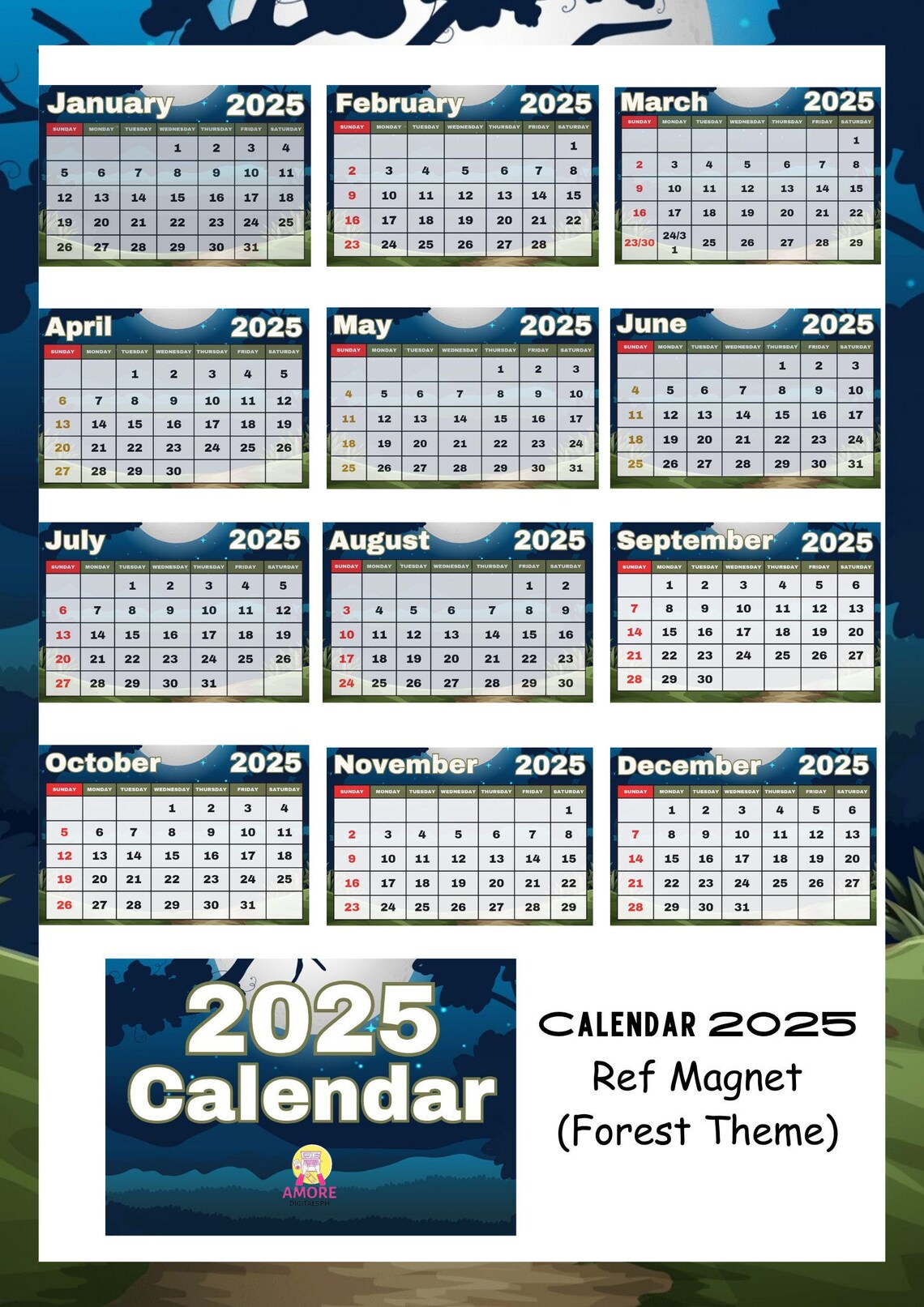 2025 Calendar Templates Bundle 6-in-1 - Etsy