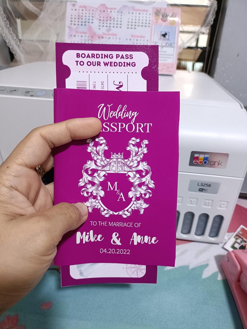 Passport-style Wedding Invitation Templates, Editable in Canva, Instant ...