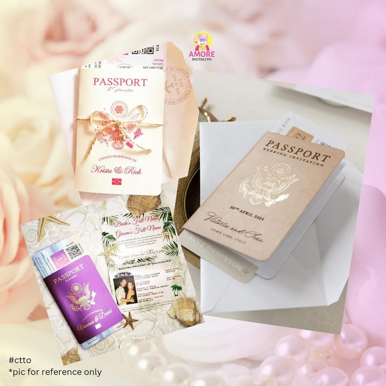 Passport-style Wedding Invitation Templates, Editable in Canva, Instant ...