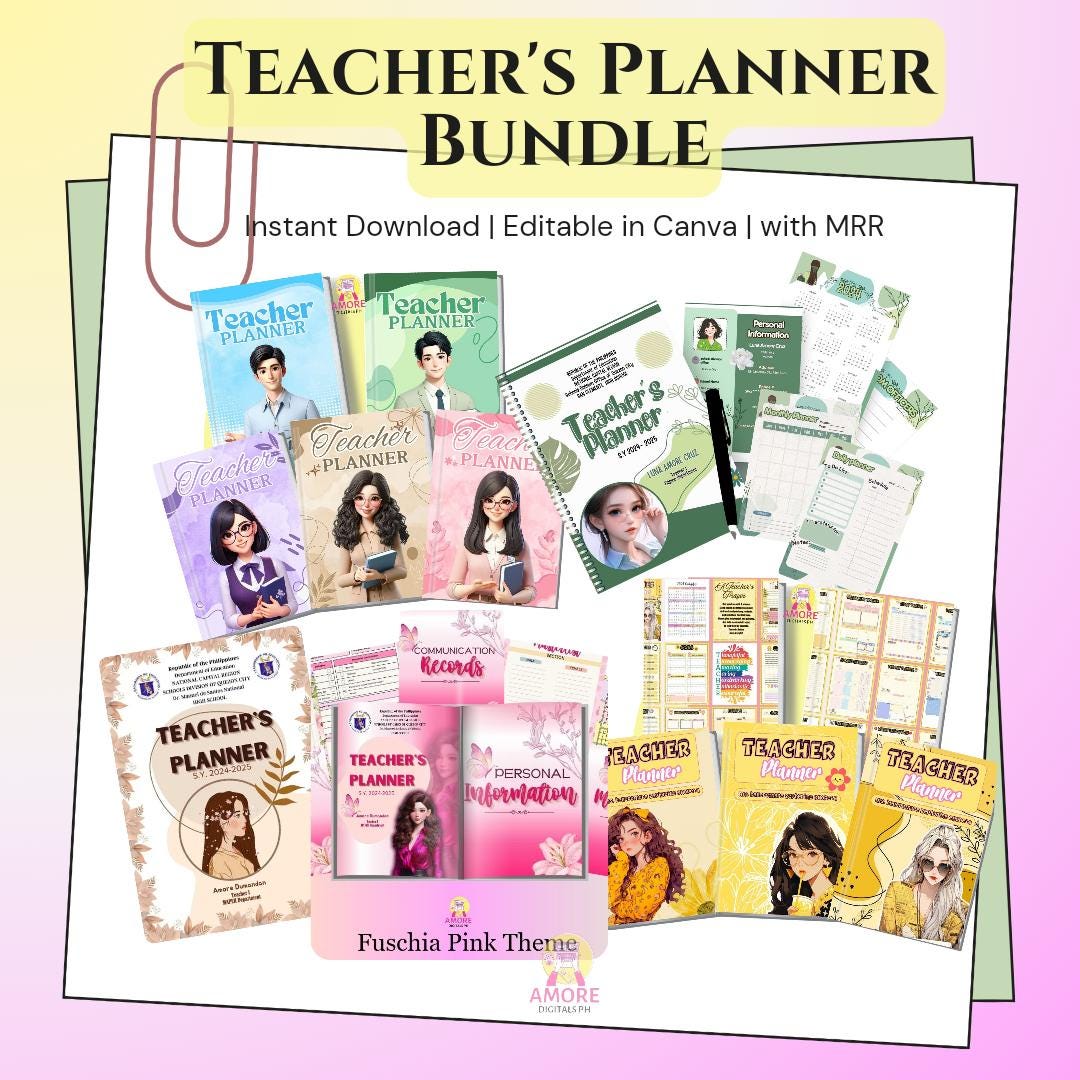 Teacher's Planner Mega Bundle 9-in-1, Canva Editable With MRR - Etsy