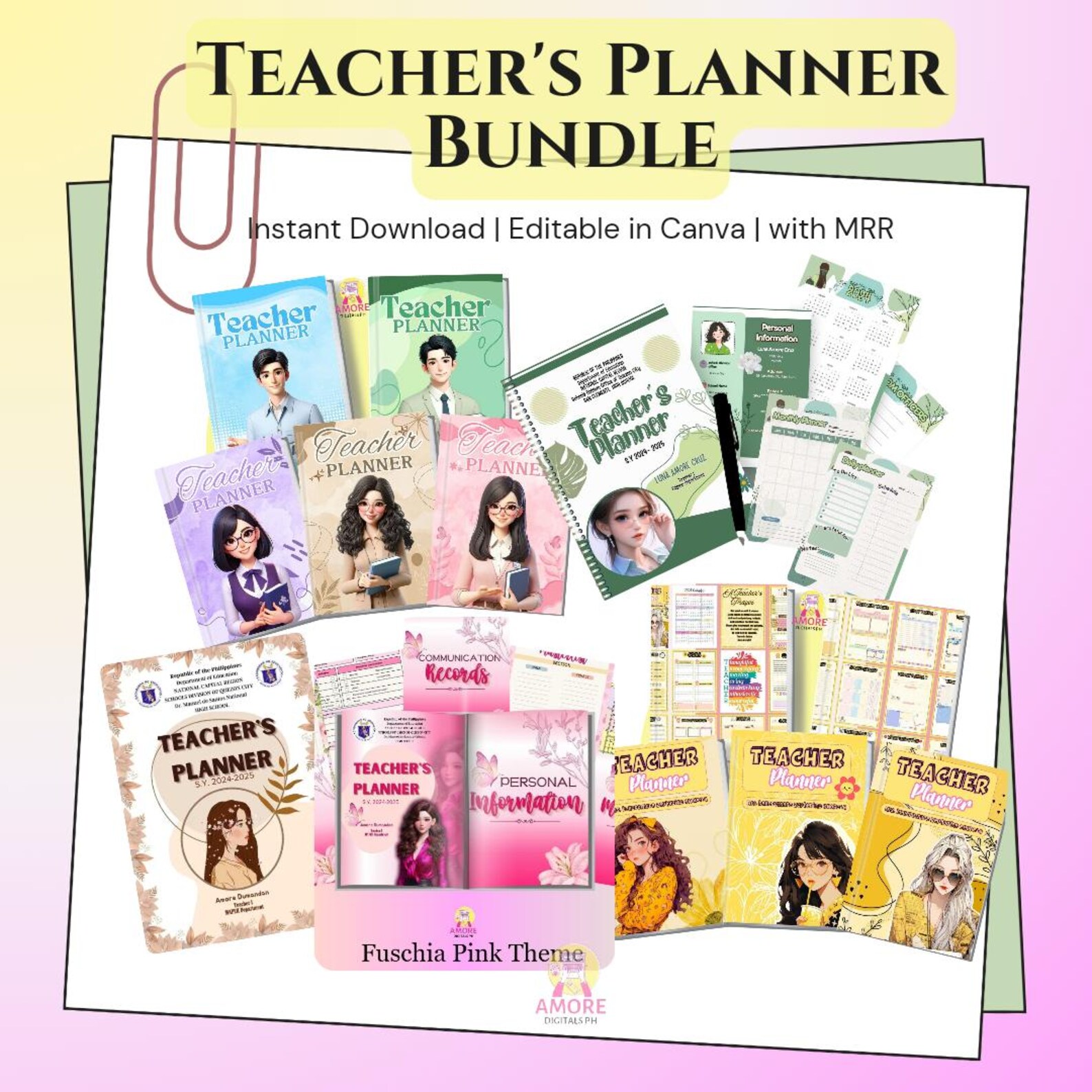 Teacher's Planner Mega Bundle 9-in-1, Canva Editable With MRR - Etsy
