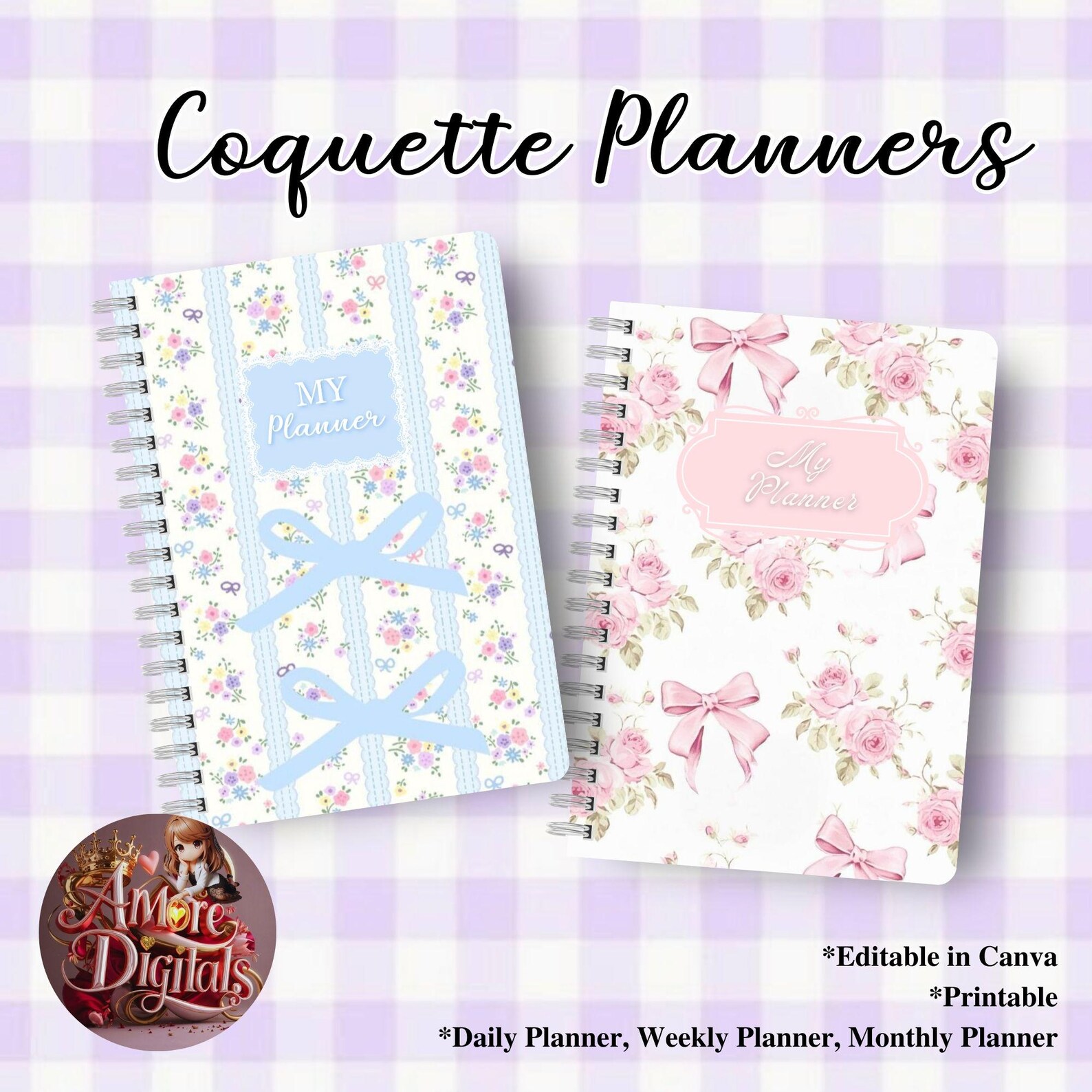 Undated Coquette Planners Editable and Printable Templates for Planners ...