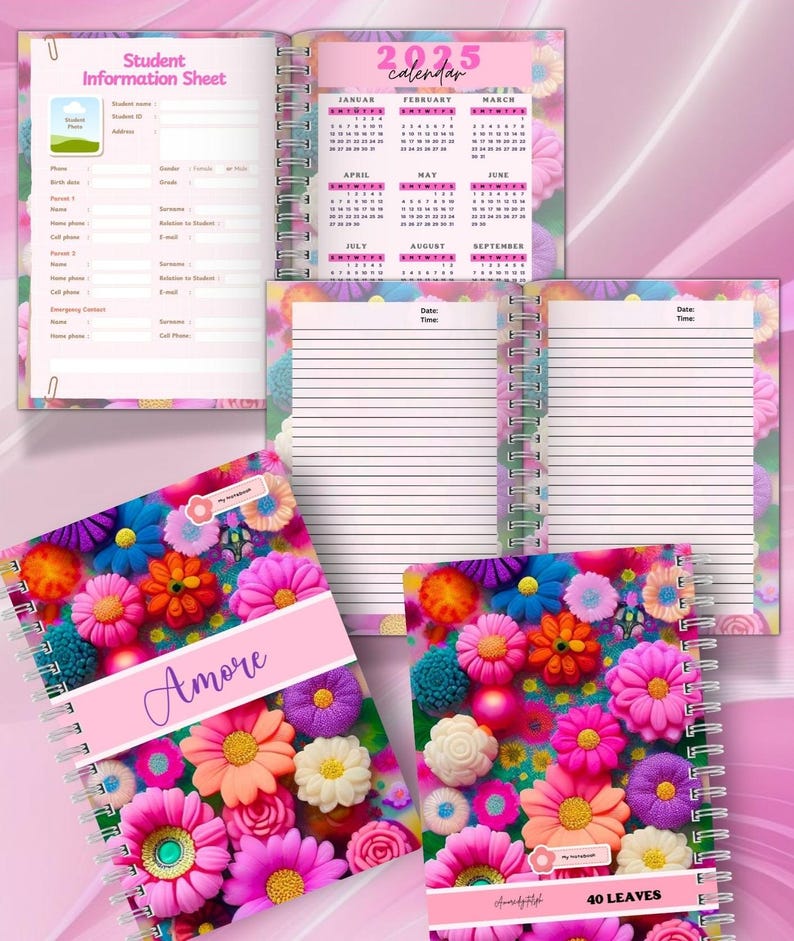 My Notebook Bundle With Calendar and Personal Info Page - Etsy