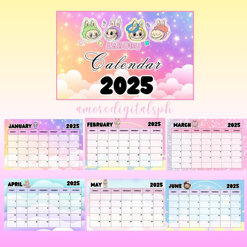 Labubu 2025 Calendar Template Ready-to-print Pdf File - Etsy