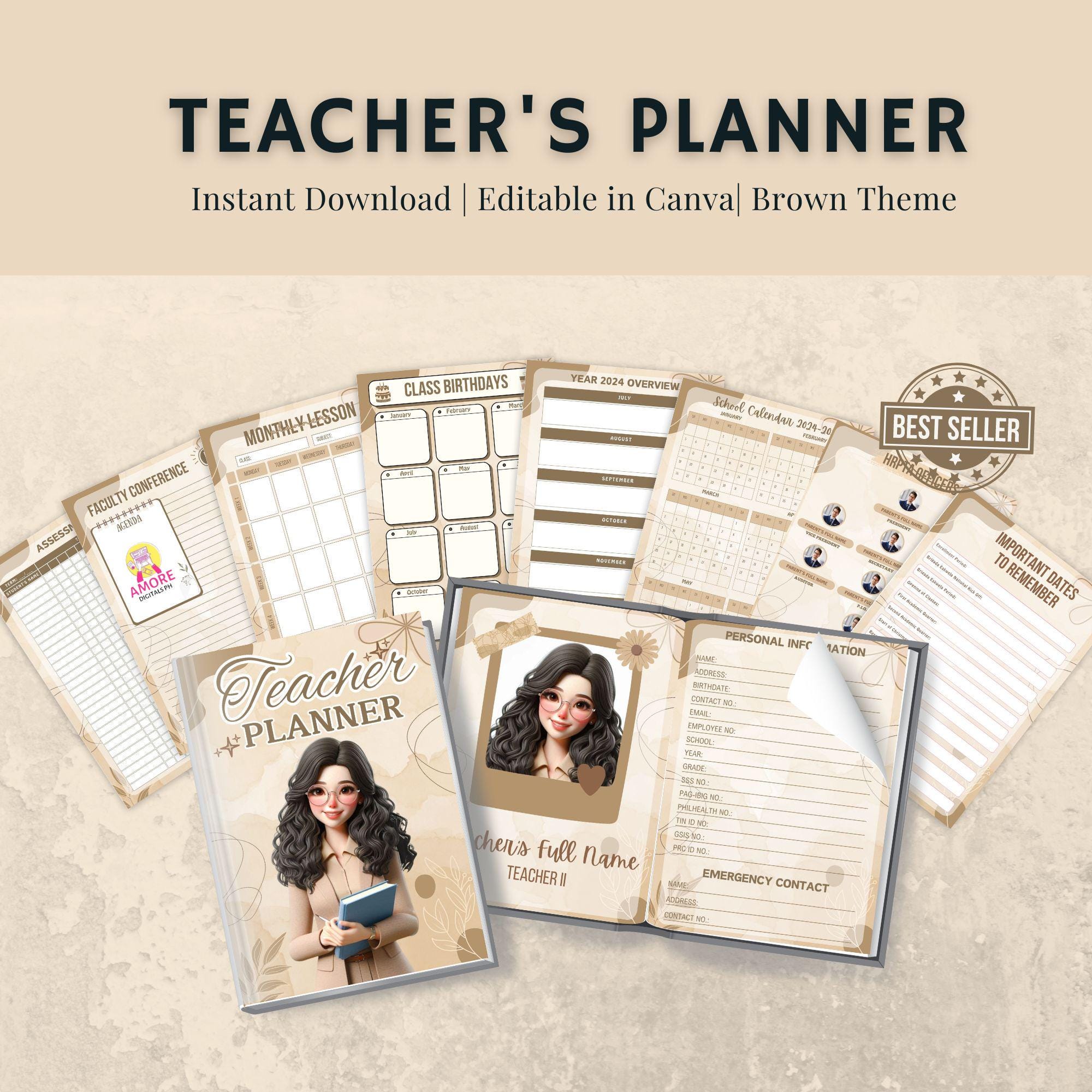 Teacher's Planner Mega Bundle 9-in-1, Canva Editable With MRR - Etsy