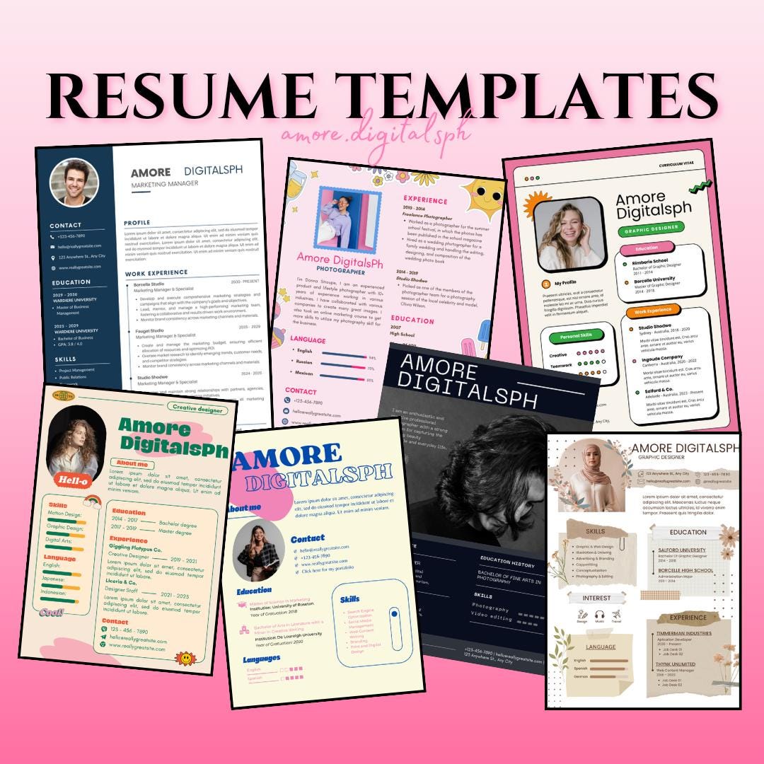 Resume Templates, Editable in Canva, Instant Download With MRR - Etsy