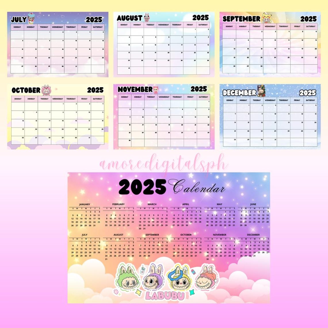 Labubu 2025 Calendar Template Ready-to-print Pdf File - Etsy