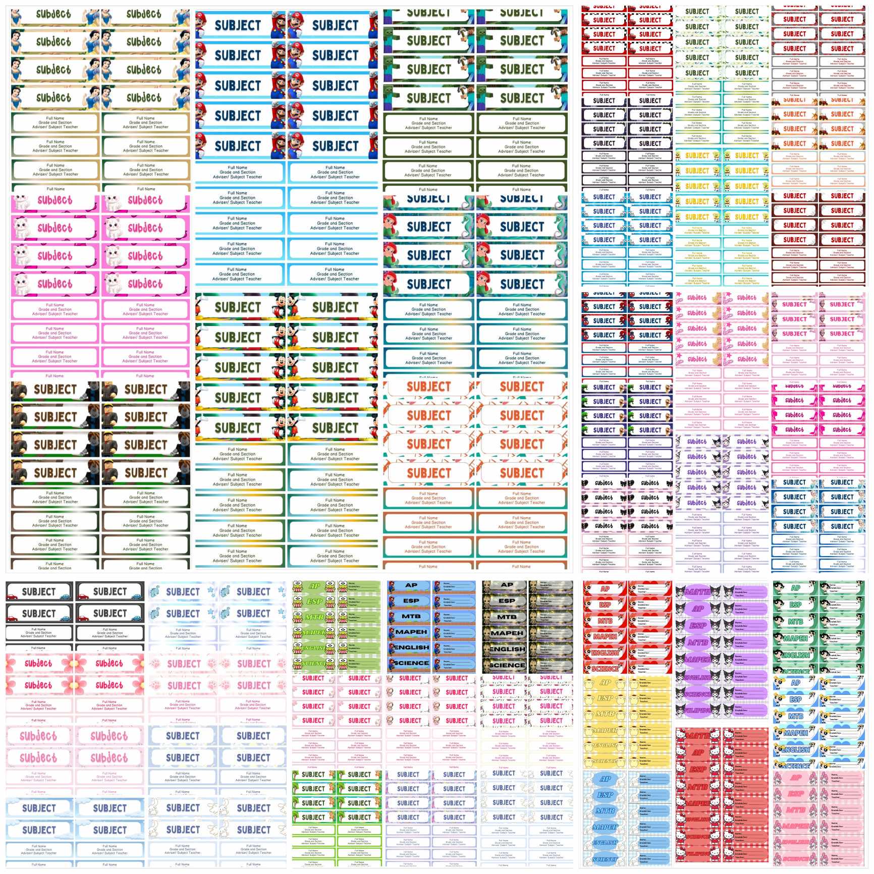 Back-to-school Printables Kit, Notebook Covers, Notepads, Name Tags ...