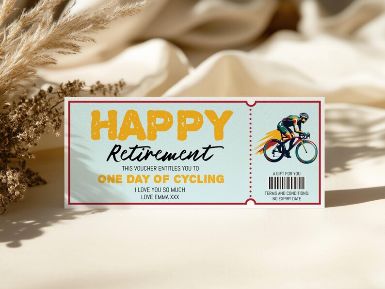 Editable Happy Retirement One Day Cycling Gift Certificate Template ...