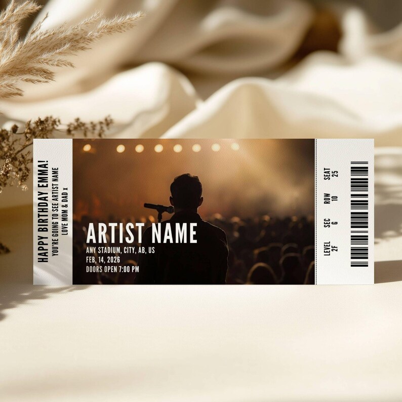 Editable Concert Ticket Canva, Printable Tickets Template, DIY Custom ...