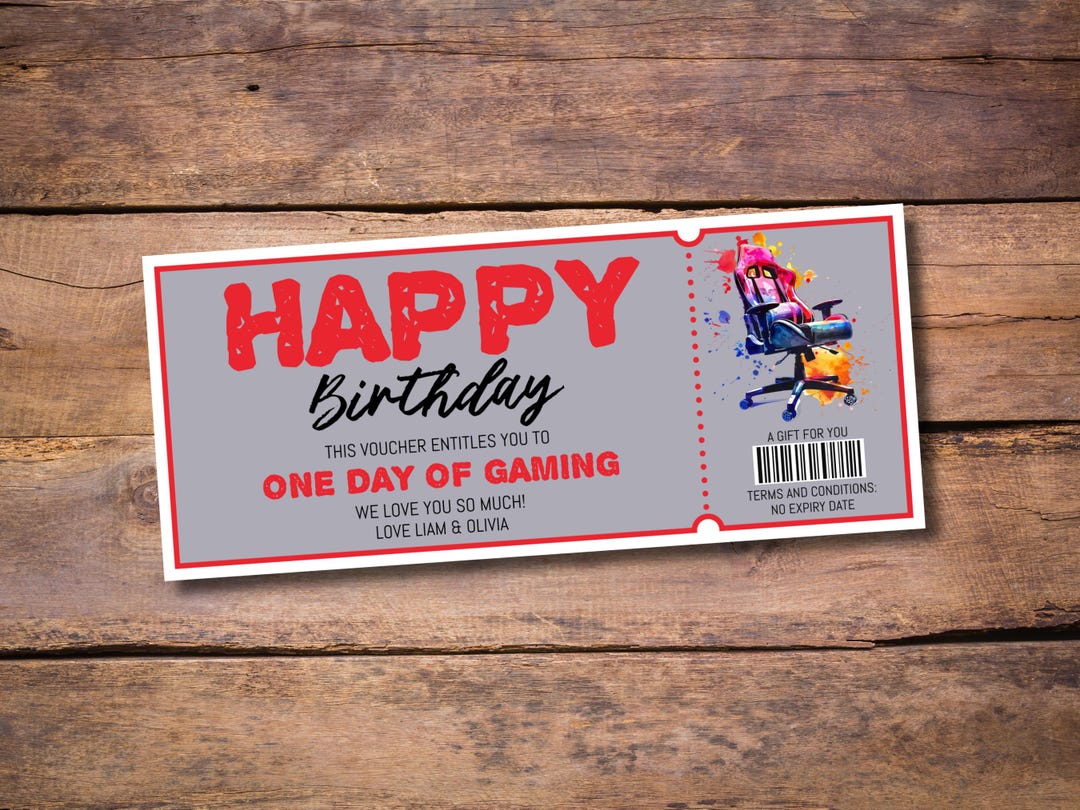 Editable Happy Birthday Gaming Gift Certificate Template Printable One ...