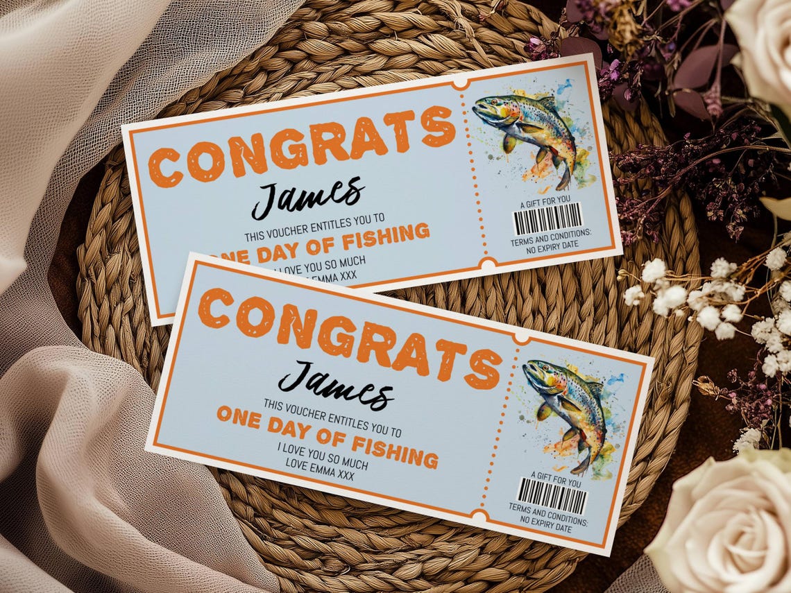 Editable Congrats One Day of Fishing Gift Certificate Template ...