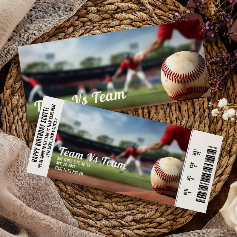 Editable Baseball Ticket Canva, Printable Ticket Template, DIY Custom ...