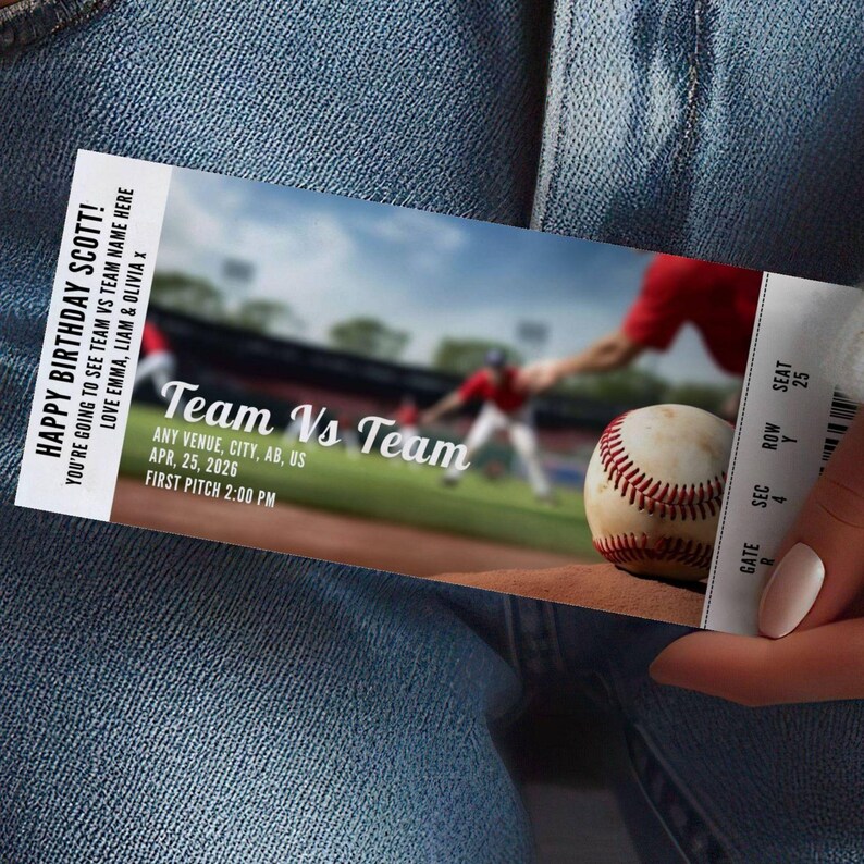 Editable Baseball Ticket Canva, Printable Ticket Template, DIY Custom ...