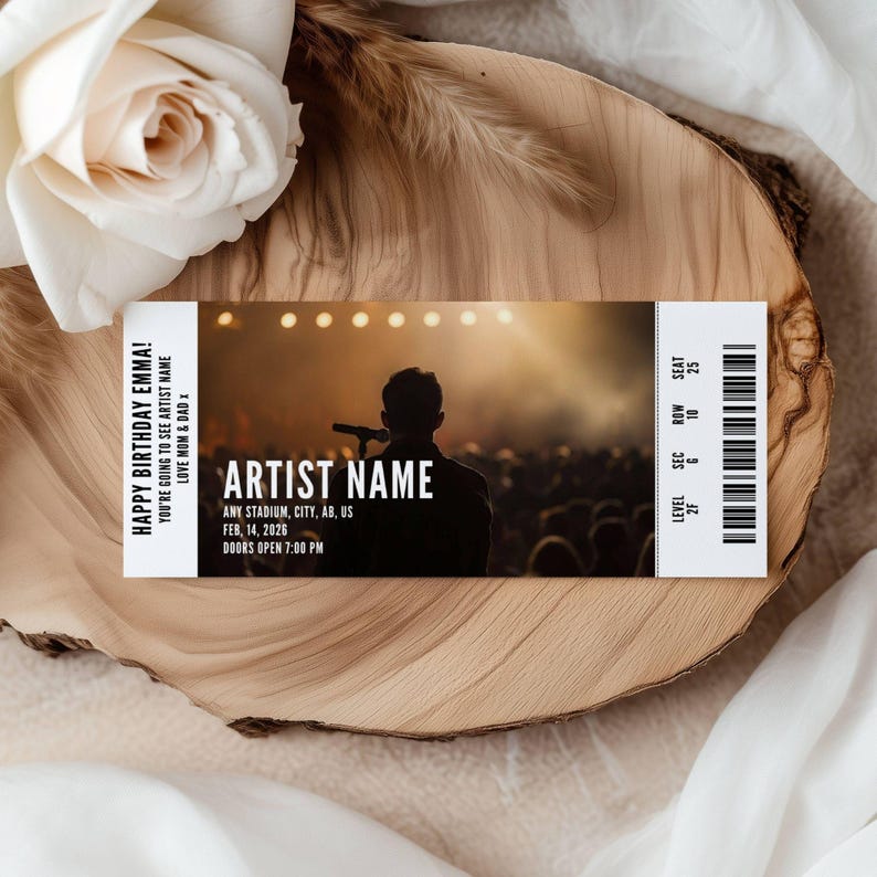 Editable Concert Ticket Canva, Printable Tickets Template, DIY Custom ...