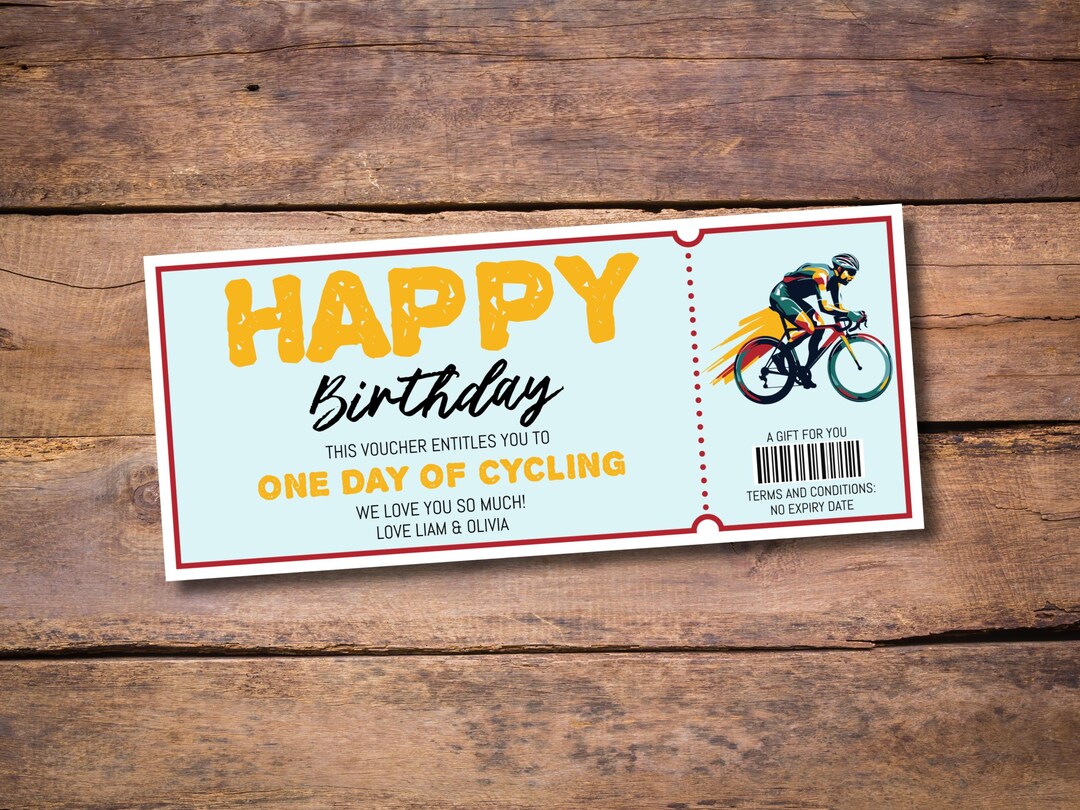 Editable Happy Birthday Day of Cycling Gift Certificate Template ...