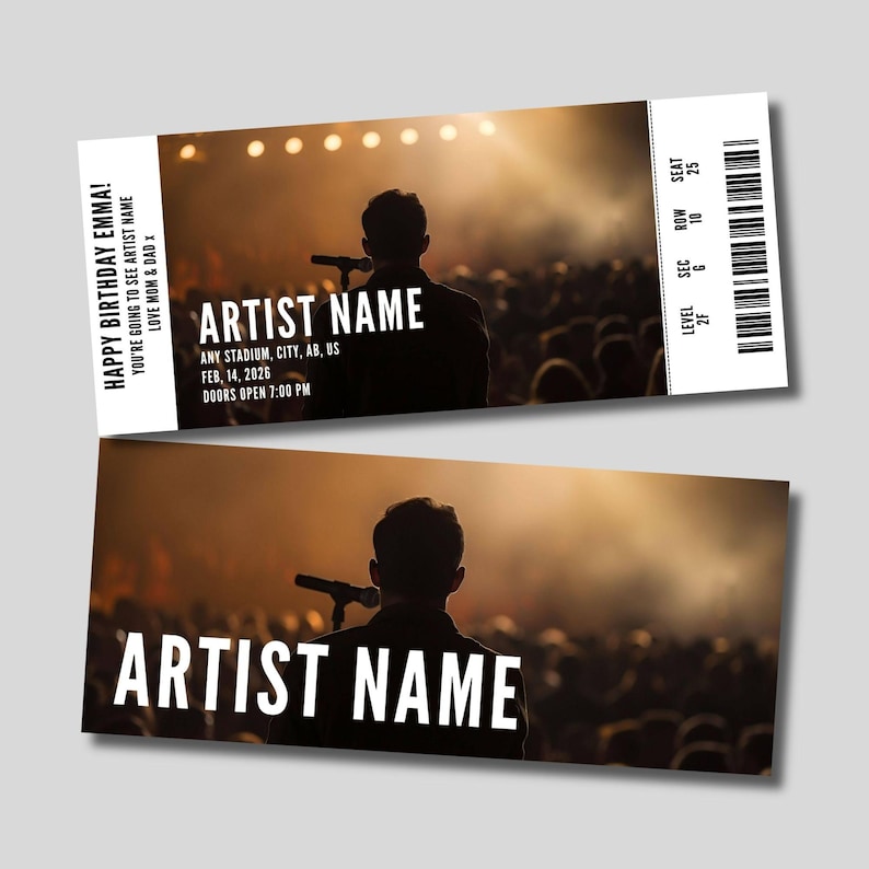 Editable Concert Ticket Canva, Printable Tickets Template, DIY Custom ...